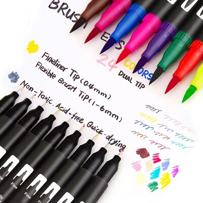 Watercolor Art Markers Brush Pen Dual Tip Fineliner Drawing