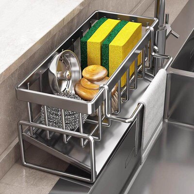 Kitchen Storage Rack with Drip Tray for Wet Cloths, Carbon S