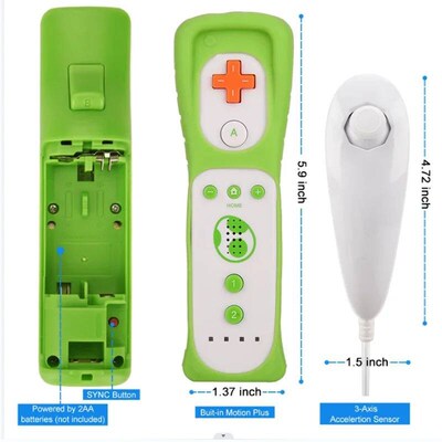 1 pair Set Motion Plus Remote Controller Wii Remote Controll
