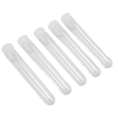 100Pcs Clear Plastic Test Tubes with White Screw Caps