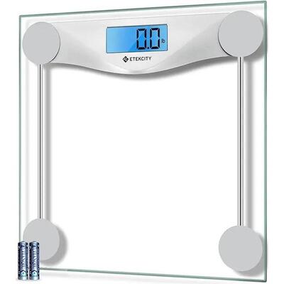 Digital Bathroom Scale - 400lb Capacity, Blue LCD, Tempered
