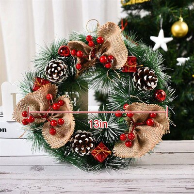 30CM Christmas Door Wreath Artificial Hanging Xmas Garland H
