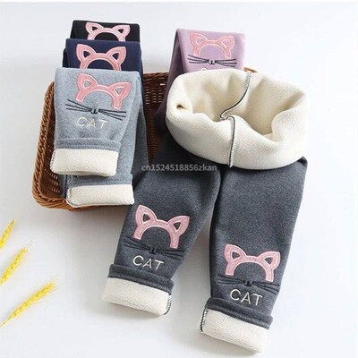 Kids Girls Winter Leggings 2024 Children Plus Velvet Warm Tr