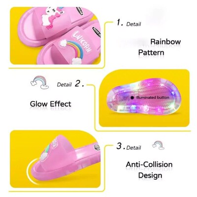 2023 Girl Slippers Children LED Kids Slippers Baby Bathroom