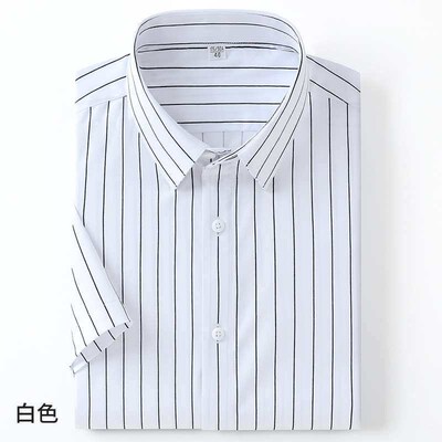 Shirt Mens Summer New Mens Striped Short-sleeved Shirt Men