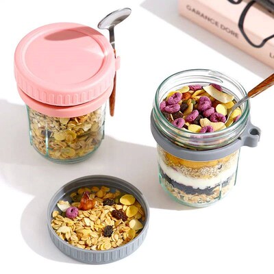1pcs Overnight Oats Container Milk Fruit Salad Food Storage