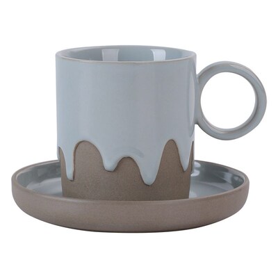 Floating Glaze ffee Cup And Saucer Set Retro Stoneware Latte