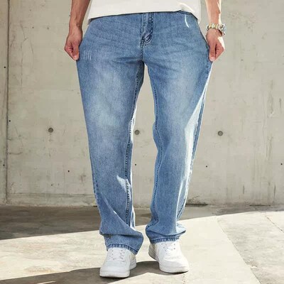 9906 Light Blue Spring High-end Loose Jeans Mens Straight L