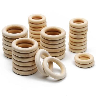 Unfinished Solid Natural Wooden Teething Ring Wood Lead-Free