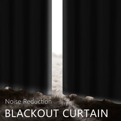 2pcs Modern 100% Blackout Solid Curtains, Window Curtains fo