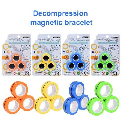 Magnetic Rings Fun Spin Toy Relief Sss Finger Game Atten