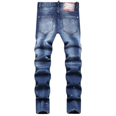 Hole Torn Splashed Slimfit Midwaist Jeans for Men 2025 2025