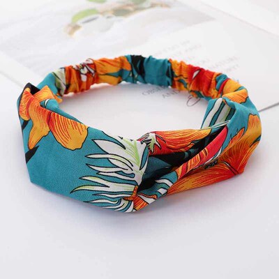 Women Cross Solid color Hair Bands Girls Print Flower Headba