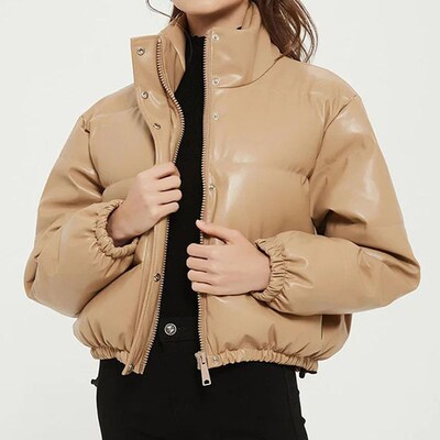 Zoki Winter Thick Women Short Parkas Warm Fashion PU