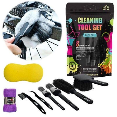 8 Pieces Bicycle Bike Cleaning Tools Set Bike Clean Brush