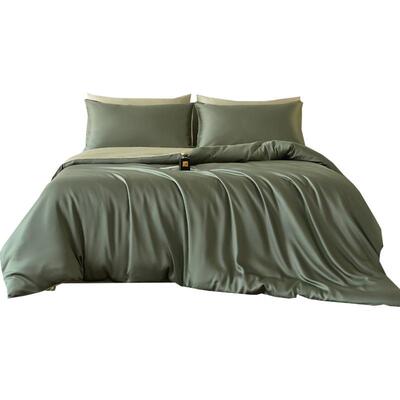 Premium Ice Silk 4 Bedding Set Cooling Fitted Sheet Summer