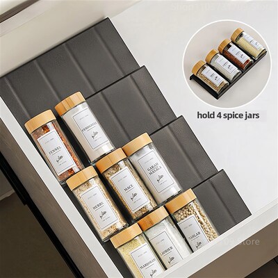 Spice Drawer Organizer Adjustable Spice Rack for Spice Jars