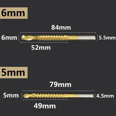 6 Pcs HSS Drill Bit Set Spiral Screw Metric Composite Tap Tw
