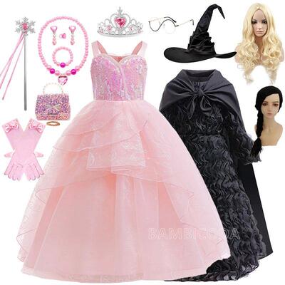 Wicked Children Elphaba Costume Black Witch Dress Long Hoode
