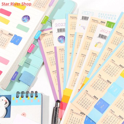 2Pcs 2023 Paper Calendar Index Page Sticker Notebook Bookmar