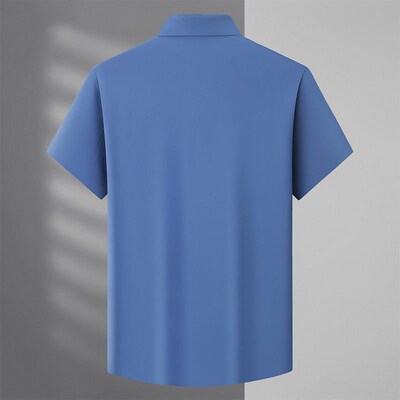 Summer Large Size Mens Stetch Ice Silk Short-sleeved Pullov