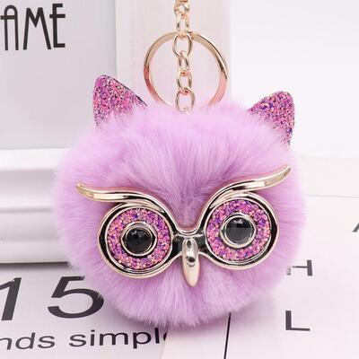 。Bag pendant fur car pendant Gretel owl Pluh key chain imit