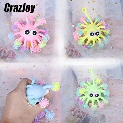 New Funny Cartoon Hedgehog Glow Flash Ball Fidget Toy Decomp
