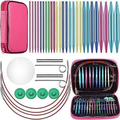 26Pcs Aluminum Circular Knitting Needles Set Interchangeable