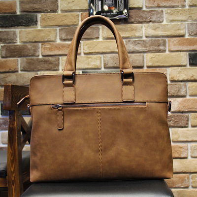 Crazy horse PU Leather Men Briefcase 2022 Business Computer