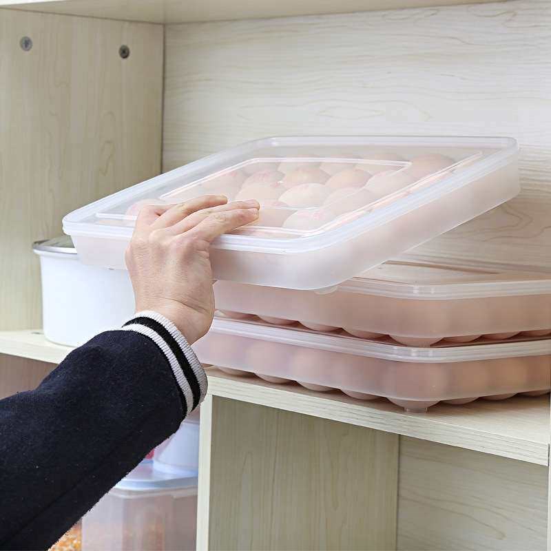 单层独立盖30格鸡蛋盒饺子收纳盒 厨房冰箱蛋保鲜盒蛋托