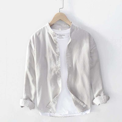 Qing Xia Cotton Linen Long-sleeved Mens Artistic Loose Men