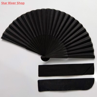Chinese Style Black Vintage Hand Fan Folding Fans Dance Wedd