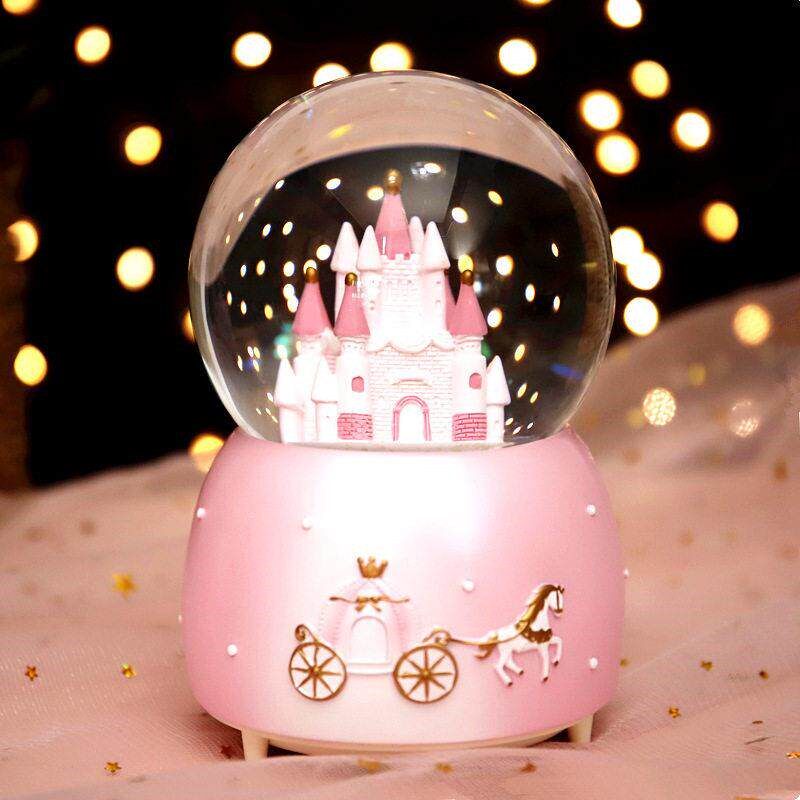 Couple gifts crystal ball music box lit snow sky city music