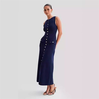 2025 Style Elegant Sleeveless Round Neck Slim-fit Knitted Dr