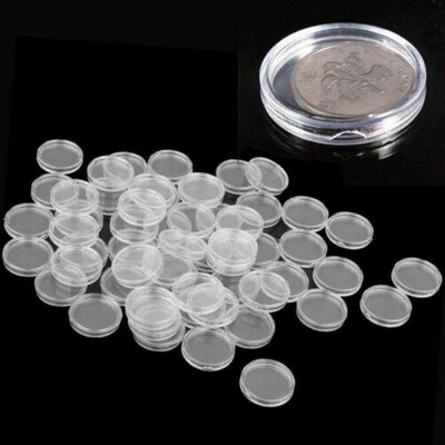 10/25pcs 21-38mm Transparent Plastic Coin Holder Coin Collec