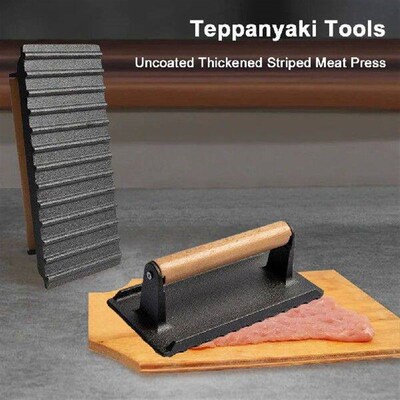 Cast Iron Heavy-Weight Grill Press with Wooden Handle