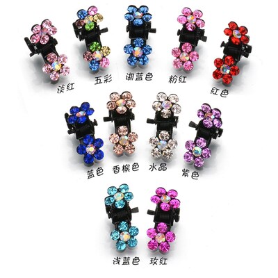 6Pcs Fashion Small Cute Crystal Flowers Metal Hair Claws Hai