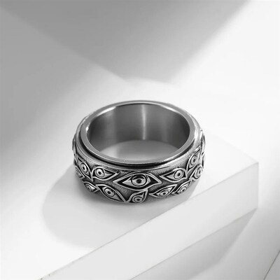 9MM Vintage Stainless Steel All Seeing Eye Rings Men Women F