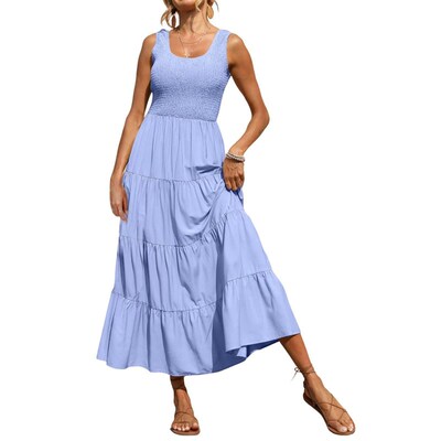 Fashion Tiered Ruffles Long Dresses for Women Vestido