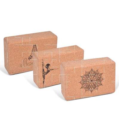 cork yoga block foam brick black stching aid gym pilates
