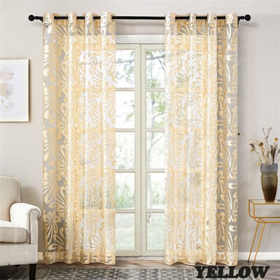 Sheer Curtains Geometric Window Tulle Curtains Jacquard Curt