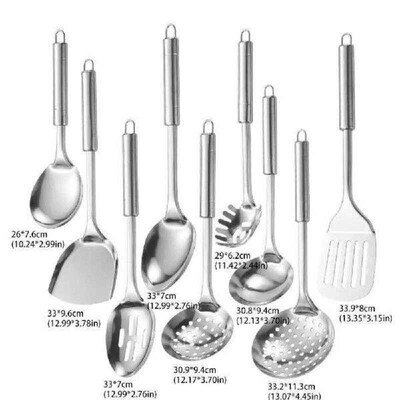 9Pcs Stainless Steel Kitchen Cooking Utensils Set