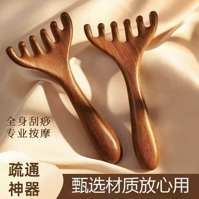Six-pronged deer antler head massage comb for scalp health,