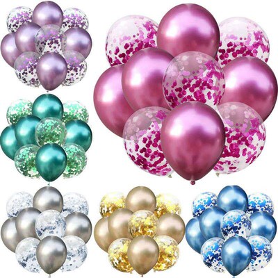 10pcs/lot 12 nch 5PCS Metal Color +5PCS Confett Latex Ball