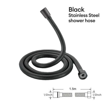 Black/Chrome Stainless Steel Flexible Shower Hose Bathroom A