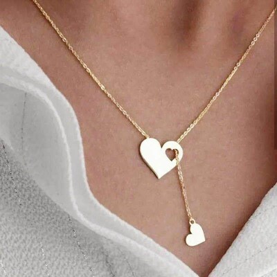 Female Hollow Peach Heart Collar Chain Y-shaped Neck Chain