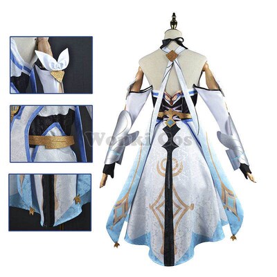 Kostum Cosplay Genshin Impact Lumine pakaian permainan Wig g