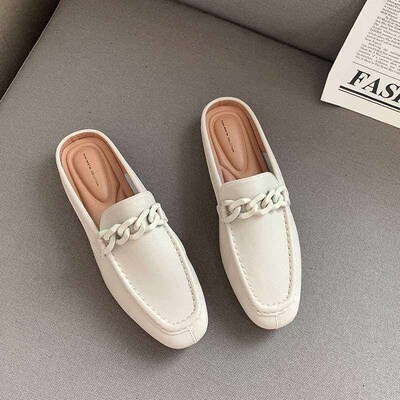 Single Shoes Womens Spring New Flat Half Slippers Rear Empt