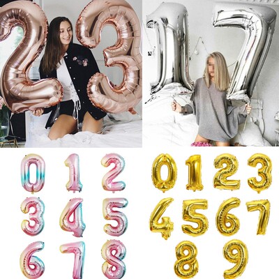 Birthday number balloon party decoration room letWter set气