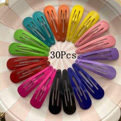 5Cm Mix Solid Color Metal Hairgrip Girls Snap Hair Clips For